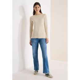 Cecil Damen Strickpullover, beige, Gr. L, unifarben, Web, 60% Baumwolle, 40% Viskose, Pullover, im soften Baumwoll-Mix
