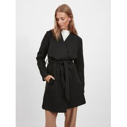 Vila Damen Kurzmantel "VICOOLEY COLLAR BELT COAT - NOOS", schwarz, Gr. 34, unifarben, Web, Obermaterial: 100% Polyester, M&auml;ntel