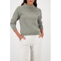 monari Damen Strickpullover "Pullover Schmucksteine", gr&uuml;n, Gr. 34, unifarben, Strick, Obermaterial: 52% Viskose, 28% Polyester, 20% Polyamid,