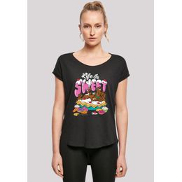 F4NT4STIC Damen T-Shirt "Scooby Doo Life Is Sweet", schwarz, Gr. XS, Obermaterial: 100% Baumwolle, Shirts, Damen,Premium Merch,Lang,Longshirt,Bedruckt