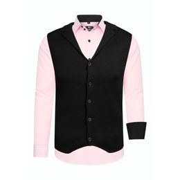 Rusty Neal Herren Langarmhemd, rosa, Gr. XXL, mehrfarbig, 60% Baumwolle, 37% Polyester, 3% Elasthan, Hemden, inklusive Langarmhemd und Weste