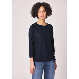 3/4-Arm-Shirt Street One, Damen, Gr. 36, shadowed navy, Stoff, 50% Viskose, 47% Polyester, 3% Elasthan, unifarben, comfort fit normal, U-Boot-Ausschnitt, B&uuml;ndchen, Shirts 3/4-Arm-Shirt, mit U-Boot-Ausschnitt