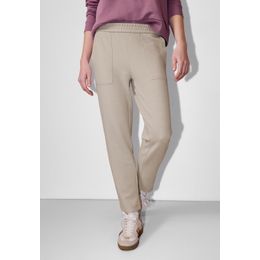 Damen Stoffhosesoft beige, Gr. 46, STREET ONE STUDIO, unifarben, Stoff, 68% Polyester, 28% Viskose, 4% Elasthan, Hosen, im Loose Fit