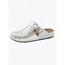 Damen Pantolette, Gr. 39, silber, Leder, Schuhe