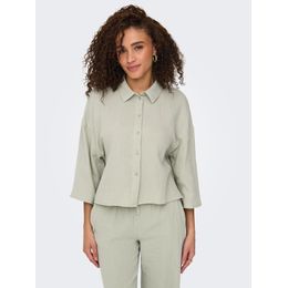 Jacqueline de Yong JDY Damen Hemdbluse "JDYTHEIS LIFE 3/4 CROP SHIRT WVN NOOS"desert sage, Gr. XXL, unifarben, Web, Obermaterial: 100% Baumwolle, Blusen, Baumwolle,