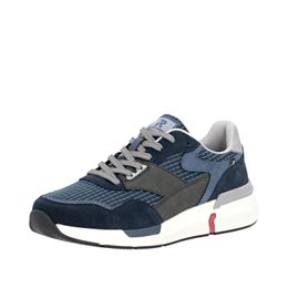 RIEKER SPORT Herren Sneaker, Gr. 42, blau, Nubukleder, Textil, Veloursleder, Schuhe, Schn&uuml;rschuh, Halbschuh, Freizeitschuh mit Soft-Einlage
