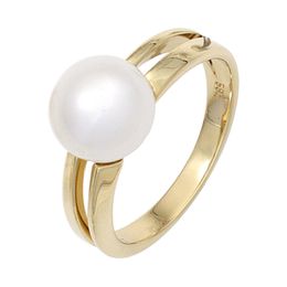 Jobo Damen Perlenring, 62, Gelbgold 585 Perlen, gelb, Gelbgold 585, Perlen, Fingerringe, 585 Gold mit einer S&uuml;&szlig;wasser-Zuchtperle