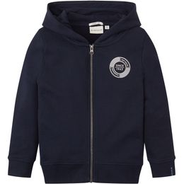 Tom Tailor Jungen Sweatjacke, blau, Gr. 116, unifarben, Obermaterial: 100% Baumwolle, Sweatjacken, mit Kapuze