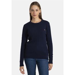 Damen Strickpullover "Authen", blau, Gr. XL, SIR RAYMOND TAILOR, unifarben, 100% Baumwolle, Pullover, mit klassischem Rundhalsausschnitt
