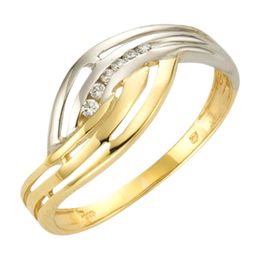 Vivance Damen Fingerring "333/- Gelbgold bicolor 6x Zirkonia", 054 (17,2), Gold, bunt, Gold, Fingerringe