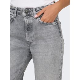 Only Damen High-waist-Jeans "ONLJUICY HW WIDE LEG DNM REA707 NOOS", grau, Gr. 34, unifarben, Denim/Jeans, Obermaterial: 99% Baumwolle, 1% Elasthan,