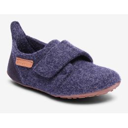 bisgaard Kinder Hausschuh "casual wool", Gr. 26, blau, Wolle, Schuhe, Klettschuh mit Lammwolle gef&uuml;ttert, Gr&ouml;&szlig;enschablone zum Download