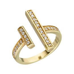 Jobo Damen Fingerring, 60, Silber 925 (Sterlingsilber), gold, Silber 925 (Sterlingsilber), Fingerringe, 925 Silber vergoldet mit Zirkonia