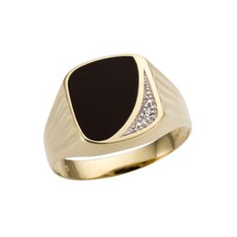 Firetti Herren Siegelring "Schmuck Geschenk Gold 333 Herrenring Farbsteinring Onyx", 19, 0,01 P2 = erkennbare Einschl&uuml;sse, Diamanten Gelbgold 333,