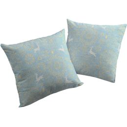 Dekokissen WIRTH, B:40cm L:40cm, blau, Baumwolle, Kinderzimmer, Dekokissen_Sitzkissen_Kissenh&uuml;llen, "Swift", Kissenh&uuml;lle ohne F&uuml;llung, 2 St&uuml;ck