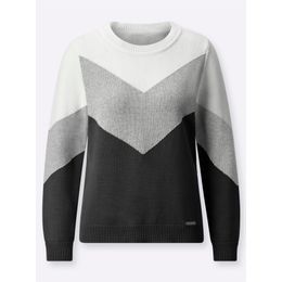 Casual Looks Damen Strickpullover "Pullover", grau, Gr. 48, gemustert, mehrfarbig, 100% Baumwolle, Pullover