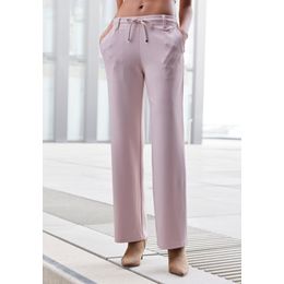 Lascana Damen Homewearhose, Gr. 48, rosa, Obermaterial: 70% Viskose, 25% Polyamid, 5% Elasthan, unifarben, Basic, Hosen, in weich flie&szlig;endem