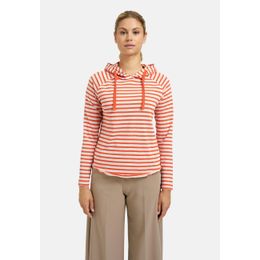 Smith & Soul SMITH & SOUL Damen Kapuzenshirt, orange, Gr. XS, gestreift, Single Jersey, Material: 100% Baumwolle, Shirts, mit offenen Kanten am Saum