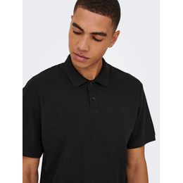 Only & Sons ONLY & SONS Herren Poloshirt "ONSBEN REG SS POLO SHIRT NOOS"schwarz, Gr. L, unifarben, Jersey, Obermaterial: 100% Baumwolle, Shirts, Baumwolle,