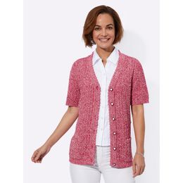 Classic Basics Damen Ajourstrickjacke, rot, Gr. 40, meliert, unifarben, 53% Polyacryl, 47% Baumwolle, Strickjacken
