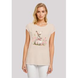 F4NT4STIC Damen T-Shirt "Niedlicher Osterhase mit Blumen", wei&szlig;, Gr. L, Obermaterial: 100% Baumwolle, Shirts, Premium Qualit&auml;t