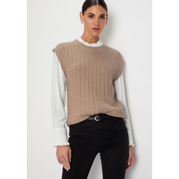 HECHTER PARIS Damen Pullunder, beige, Gr. 40, meliert, Strick, Obermaterial: 50% Baumwolle, 50% Polyacryl, Pullover, mit Strickmuster