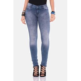 Cipo & Baxx CIPO & BAXX Damen Regular-fit-Jeans "Jeans", blau, Basic, Gr. 28, unifarben, 98% Baumwolle, 2% Elasthan, Jeans, in Regular-Fit, WD355