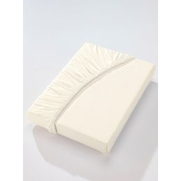 Betttuch Biberna, B:120cm L:200cm, beige, Jersey, 100% Baumwolle, Bettlaken