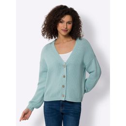 Heine Damen Strickjacke, gr&uuml;n, Gr. 48, unifarben, 50% Baumwolle, 50% Polyacryl, Strickjacken