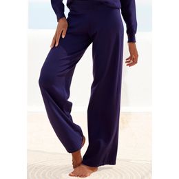 Lascana Damen Strickhose, Gr. 40, blau, Obermaterial: 50% Viskose, 28% Polyester, 22% Nylon, unifarben, Basic, Hosen, mit weitem Bein, Loungewear