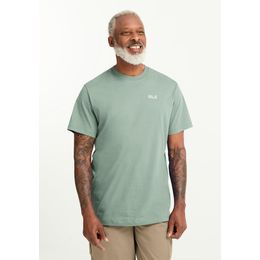 Jack Wolfskin Herren T-Shirt "ESSENTIAL T M"gr&uuml;nzinnia, Gr. XS, Obermaterial: 100% BAUMWOLLE, Shirts, T-Shirt aus Bio-Baumwolle, atmungsaktiv,