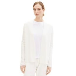 Tom Tailor Damen Cardigan, wei&szlig;, Gr. M, unifarben, Strick, Obermaterial: 100% Baumwolle, Strickjacken, mit feiner Struktur