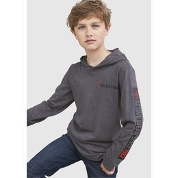 Chiemsee Jungen Kapuzenshirt "mit &Auml;rmeldruck", grau, Gr. 176, bedruckt, Single Jersey, Obermaterial: 60% Baumwolle, 40% Polyester, Shirts, Langarm,