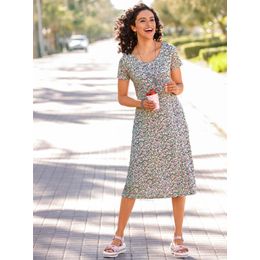 Inspirationen Damen Jerseykleid "Jersey-Kleid", grau, Gr. 52, bedruckt, gebl&uuml;mt, gemustert, mehrfarbig, Jersey, 95% Viskose, 5% Elasthan, Kleider