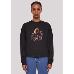 F4NT4STIC Damen Sweatshirt "Gothic Skeleton Vintage Plattenspieler", schwarz, Gr. XS, Obermaterial: 65% Baumwolle, 35% Polyester, Sweatshirts,