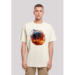 F4NT4STIC Herren T-Shirt "Basketball On Fire Sport OVERSIZE TEE", beige, Gr. S, Obermaterial: 100% Baumwolle, Shirts, Print