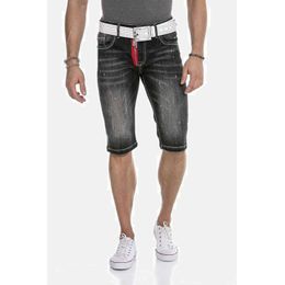 Cipo & Baxx CIPO & BAXX Herren Jeansbermudas "Bermuda & Short", schwarz, Gr. 29, unifarben, 98% Baumwolle 2% Elasthan, Jeans, mit trendigen Farbklecksen, CK240