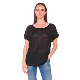 Damen T-Shirt "PATRUL", schwarz, Gr. L, Le Temps Des Cerises, unifarben, 100% Baumwolle, Shirts, mit dezentem Muster