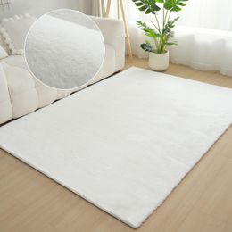 Fellteppich Bruno Banani, B:40cm H:25mm L:60cm, wei&szlig;, Kunstfaser, Teppiche, "Rabbit 2, Kunstfell Teppich, Modern", Kaninchenfell-Haptik, sehr weich,