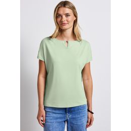 Street One Damen T-Shirt, gr&uuml;n, Gr. 46, unifarben, Stoff, 95% Viskose, 5% Elasthan, Shirts, aus softer Viskose