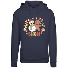 F4NT4STIC Damen Kapuzenpullover "Let It Snow Groovy Christmas Gingerbread", blau, Gr. S, Obermaterial: 65% Baumwolle, 35% Polyester, Pullover,