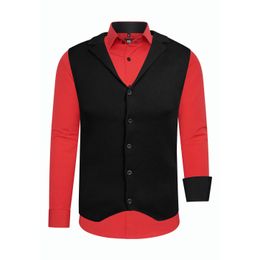 Rusty Neal Herren Langarmhemd, rot, Gr. S, mehrfarbig, 60% Baumwolle, 37% Polyester, 3% Elasthan, Hemden, inklusive Langarmhemd und Weste