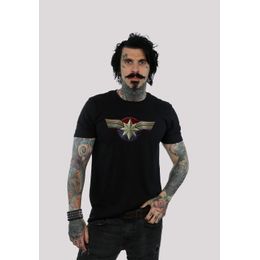 F4NT4STIC Damen T-Shirt "Marvel Captain Marvel Chest Emblem", schwarz, Gr. S, Obermaterial: 100% Baumwolle, Shirts, Print