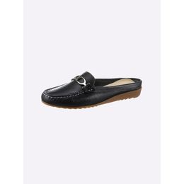 Casual Looks Damen Slipper, Gr. 40, schwarz, Leder, Schuhe