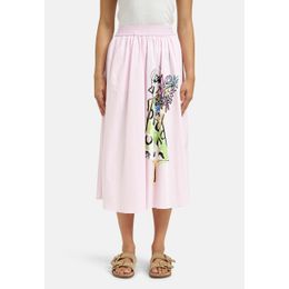 Smith & Soul SMITH & SOUL Damen Sommerrock, rosa, Gr. 48, bedruckt, Web, Material: 70% Baumwolle, 27% Polyamid, 3% Elasthan, R&ouml;cke, mit Elastikbund
