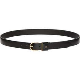 Calvin Klein Damen Lederg&uuml;rtel "CK METAL LOOP ROUND BUCKLE 25MM", schwarz, Gr. 100, unifarben, Rindsleder, G&uuml;rtel, Gr&ouml;&szlig;enverstellbar