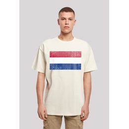F4NT4STIC Damen T-Shirt "Netherlands NIederlande Holland Flagge distressed", beige, Gr. M, Obermaterial: 100% Baumwolle, Shirts, Print