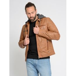 Maze Herren Bikerjacke "42021310", braun, Gr. XXXL, Obermaterial: 100% Lammleder; Futter: 100% Baumwolle; &Auml;rmelfutter: 100% Polyester; Kapuze: 52%