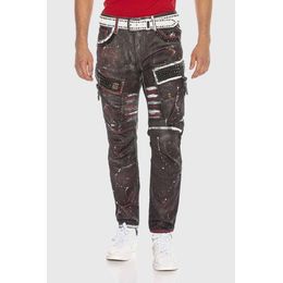 Cipo & Baxx CIPO & BAXX Herren 5-Pocket-Jeans "Jeans", rot, Gr. 32, gemustert, 98% Baumwolle, 2% Elasthan, Jeans, mit coolem Print