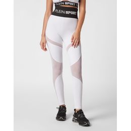 Plein Sport Damen Leggings "Multicut", wei&szlig;, Gr. M, Obermaterial: 90% Polyester, 10% Elasthan, Hosen